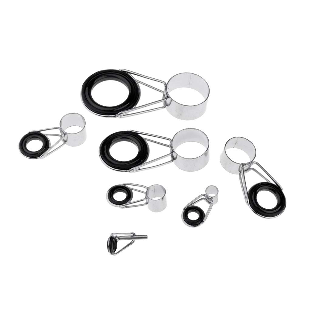 AFANGMQ 7 Pcs Fishing Rod Guide Stainless Steel Frame Ceramic Rings Telescopic Surf Casting Spinning Rod Guides Spare Tips Accessories