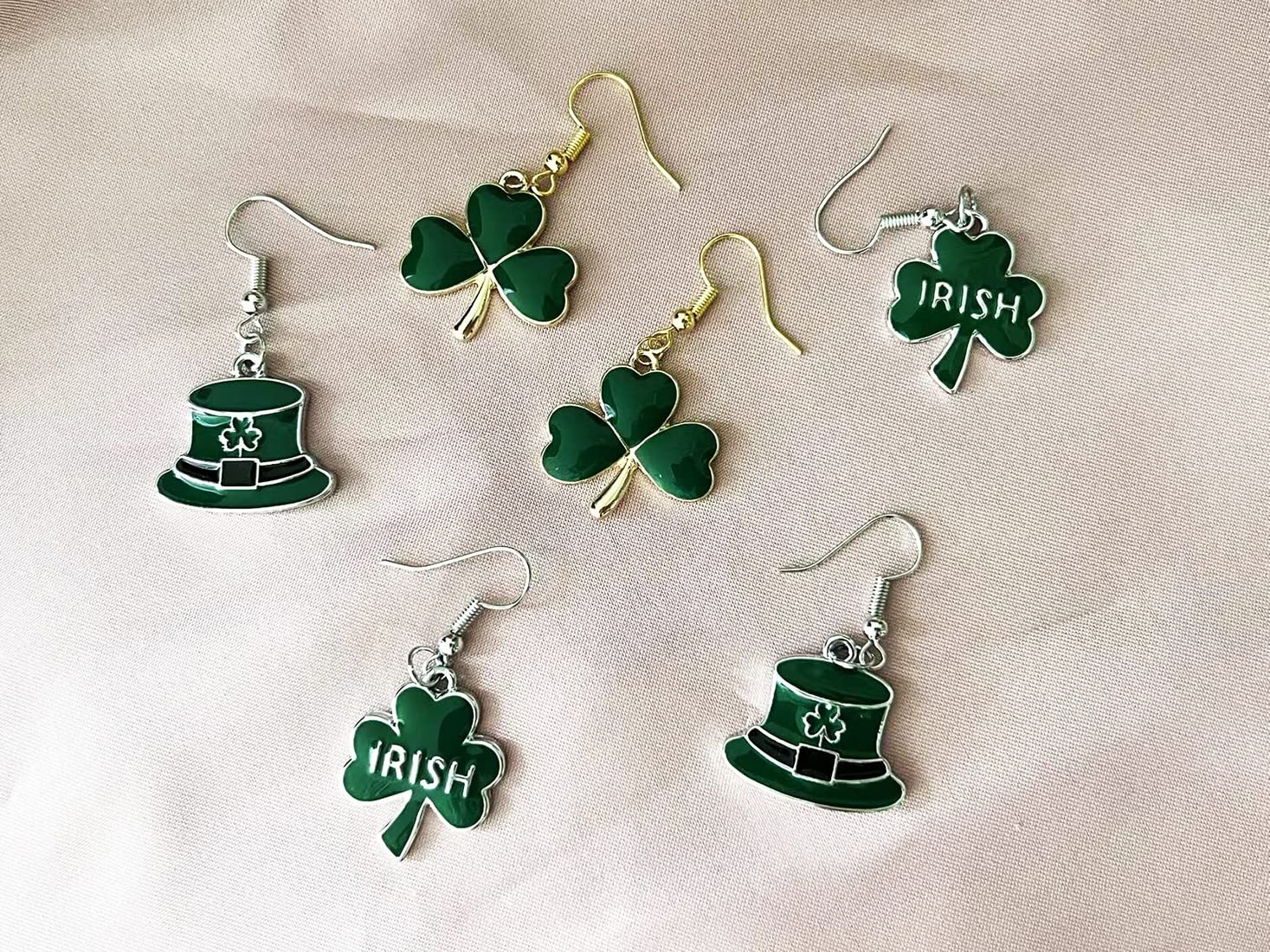 St. Patrick's Day Earrings for Women Shamrock Irish Earrings Hat Green Earrings for Irish Holiday (A)