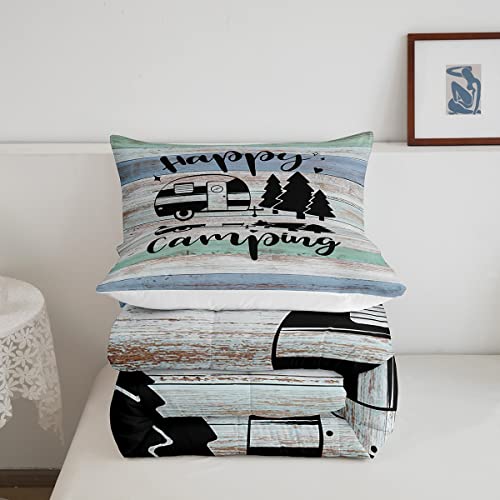 Castle Fairy Camper Comforter Queen,Happy Camping Comforter Set Microfiber RV Inside Decor Duvet Bedding,Camper Accessories for Travel Trailers,Camper Must Haves 2023
