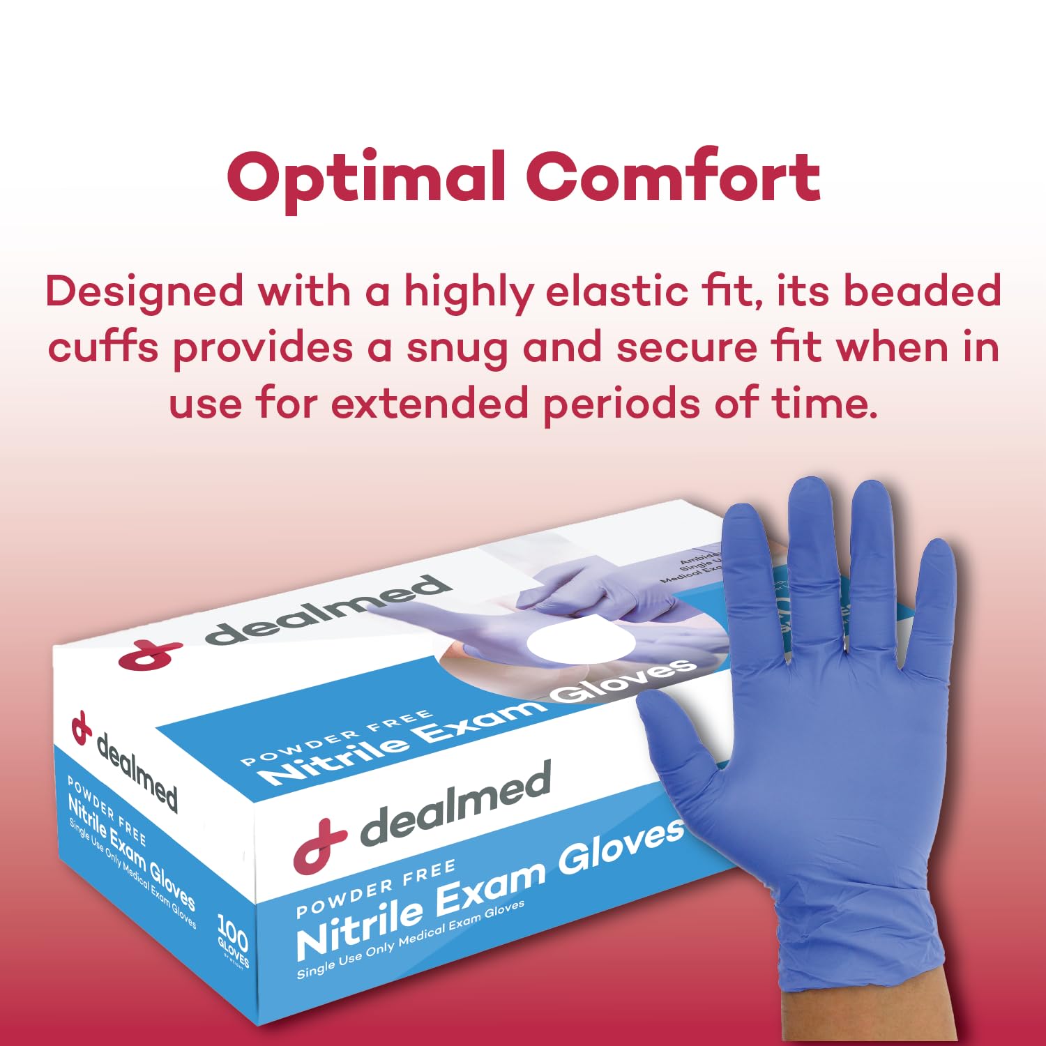 Dealmed Nitrile Medical Exam Gloves, Disposable Latex Free, Large, 1000 ct. (Pack of 10)
