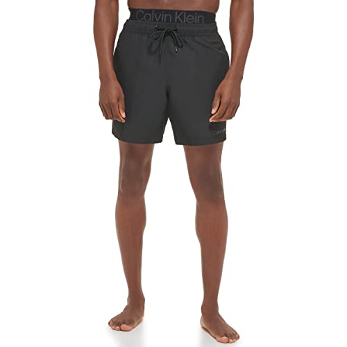 Calvin Klein Men's Standard UV Protected Quick Dry Swim Trunk, Noir, X-Large