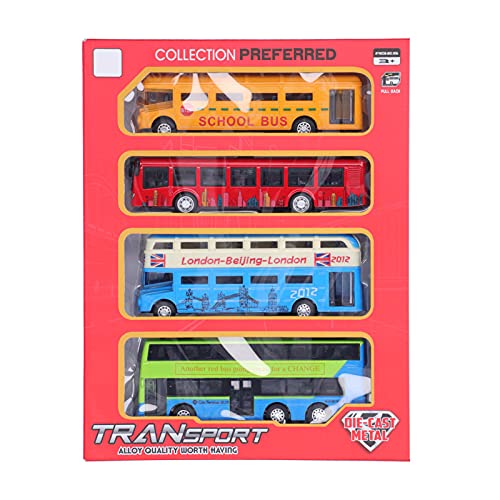 4Pcs Alloy Bus Toys Set Early Educational Pull Back Vehicle Model,for Home,Children Kids Toys((Group C Bus Combination 4 Sets))