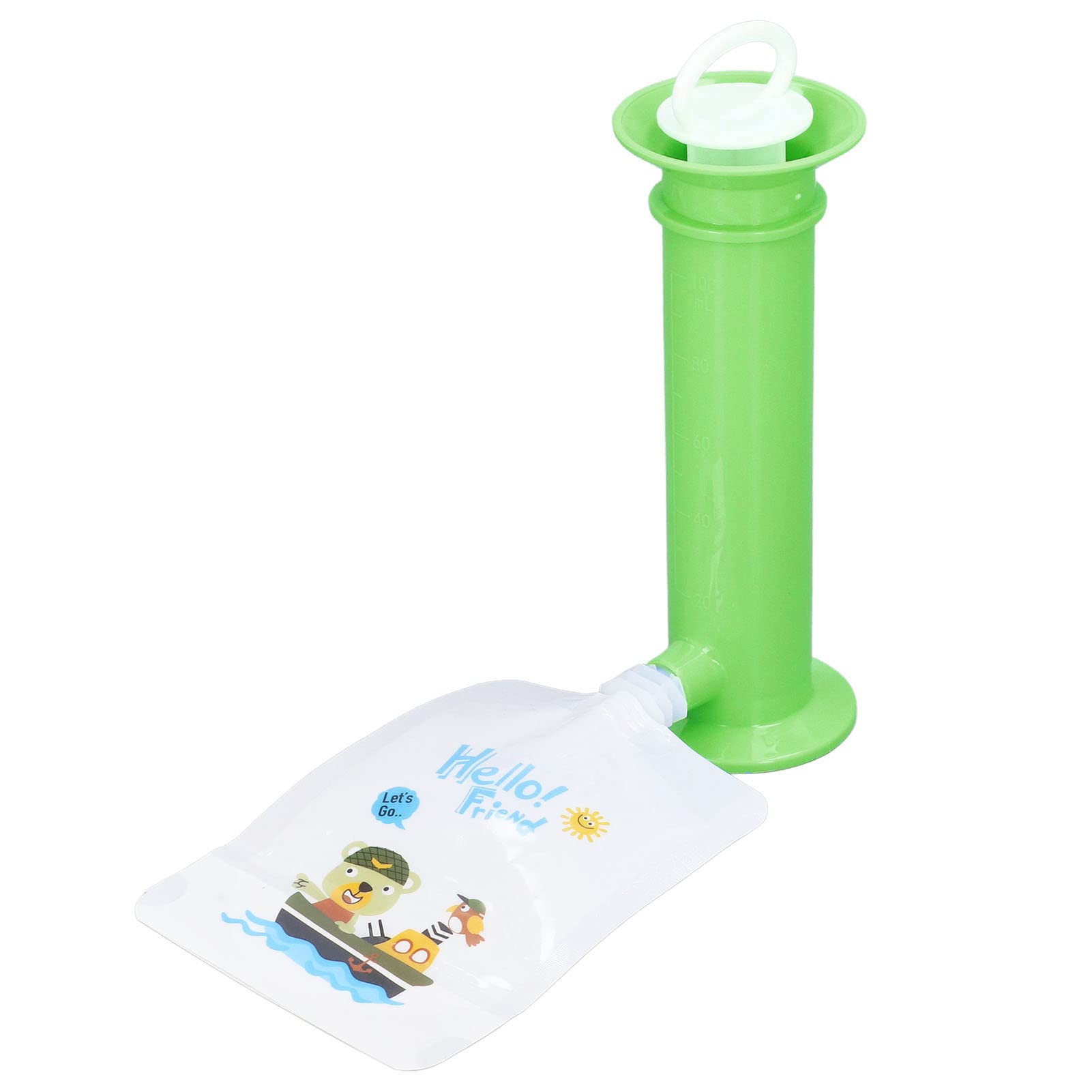 Alomejor Baby Food Pouch Maker Refillable Toddler Squeeze Pouch for Kids Washable Freezer for Kids(Green)