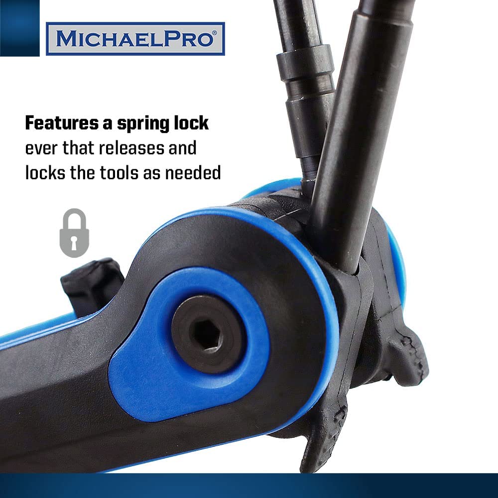 MichaelPro MP009068 Universal 4-in-1 Deburring Tool Set with Multi Blades, Handy & Portable Deburring Kit with 4-in-1 Blades for Steel/Stainless Steel, Aluminum, Plastic, Cast Iron- Black/Blue