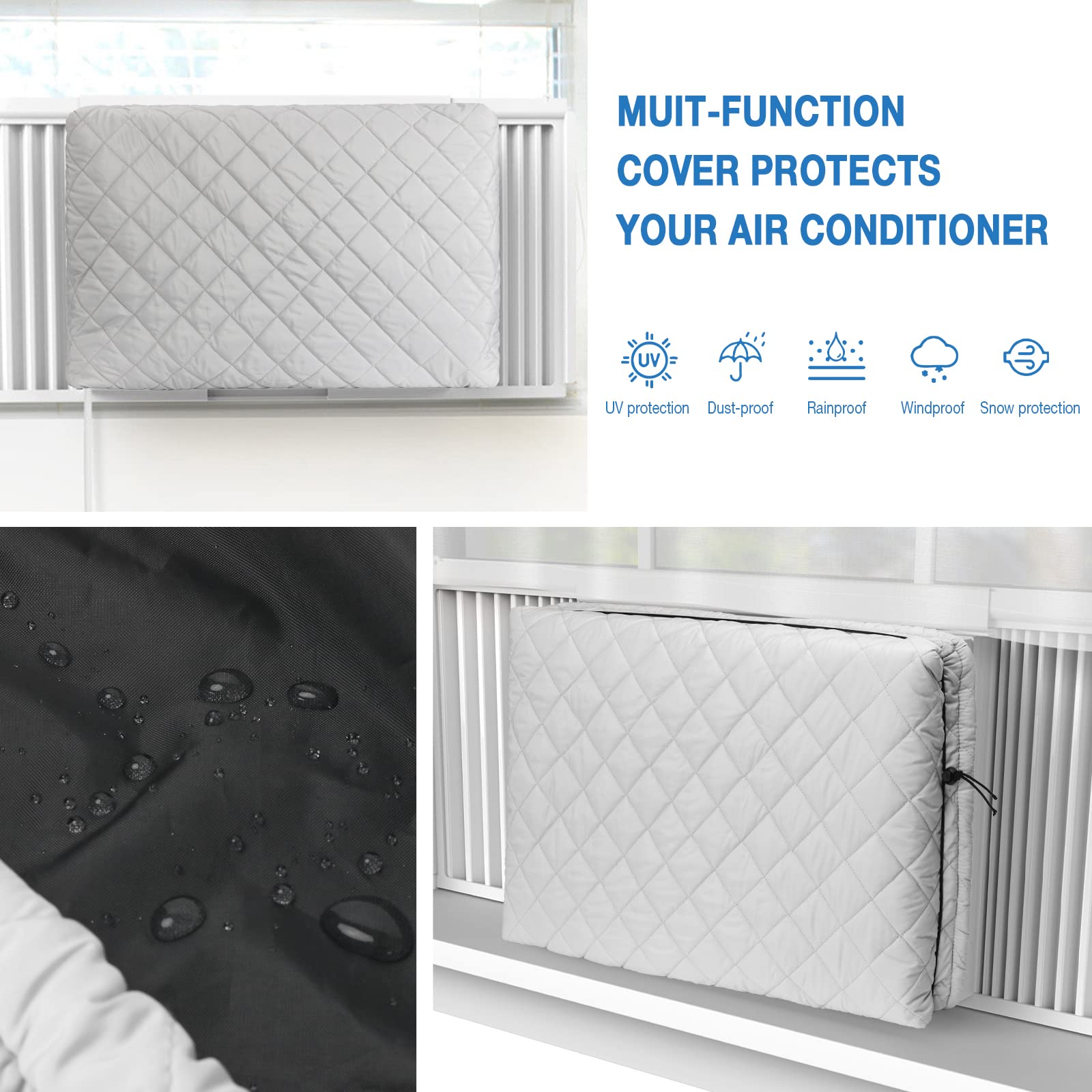 HOXHA 2 Pack Window Air Conditioner Cover, Indoor and Outdoor Air Conditioner Cover Set, Dust-Proof Waterproof AC Unit Covers for Winter, Inside 25"Lx17"Hx3.5"D and Outside 25.5"Wx20.5"Dx18"H