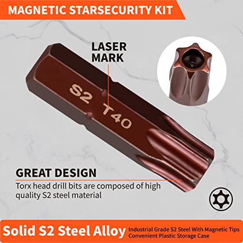 ALWORKKIT 37-Piece Hex Head Allen Wrench Drill Bit & Tamper-proof Torx Bit Set,1PC Strong Magnetic Extension Socket, 1/4" Metric and SAE S2 Steel Hex Bits Set Tool kit. Nice Gifts