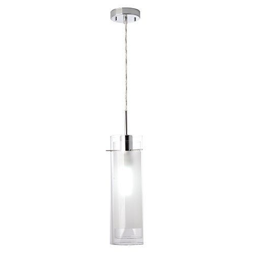 Globe Electric 64023 1-Light Pendant, Polished Chrome Finish, Clear Glass Shade with Frosted Glass Insert, E26 Base Socket, Pendant Light Fixture, Adjustable Height, Light Fixture Ceiling Hanging