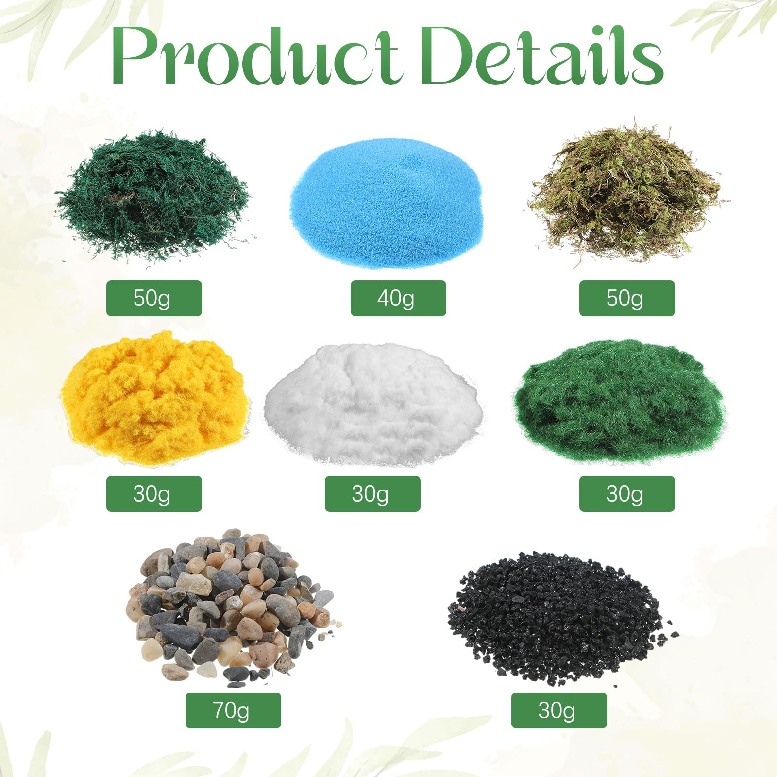 Thiccywoov 40 Pcs Diorama Supplies Kit Include 32 Miniature Trees 1.2-6.2 Inch Mini Mixed Model Trees Plastic Fake Architecture Trees 8 Bags Scenery Basing Material Kit for DIY Craft (Scenery Trees)