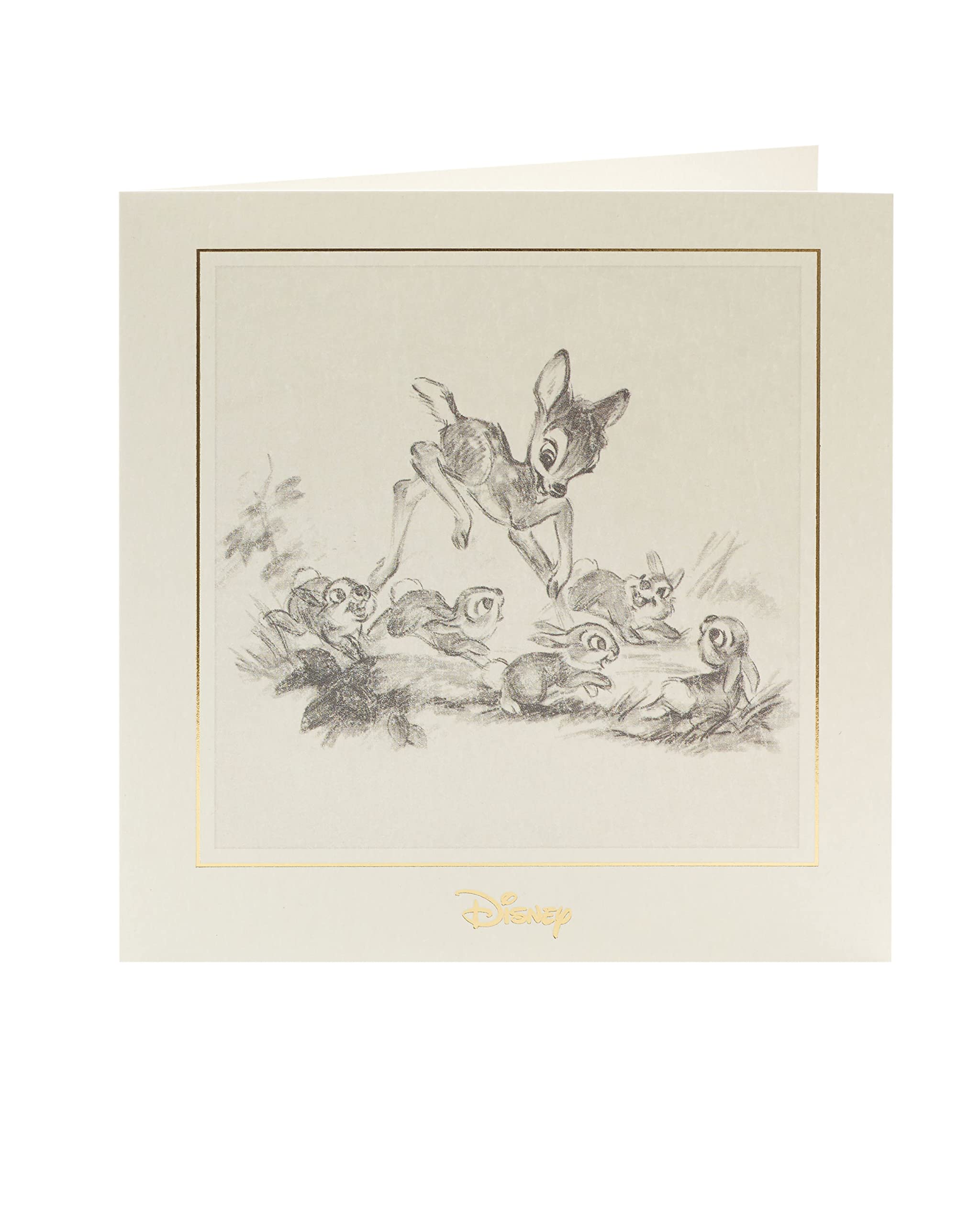 UK Greetings Disney Birthday Card - Bambi Birthday Card - Birthday Card for Her - Bambi Original Sketch - Blank Card