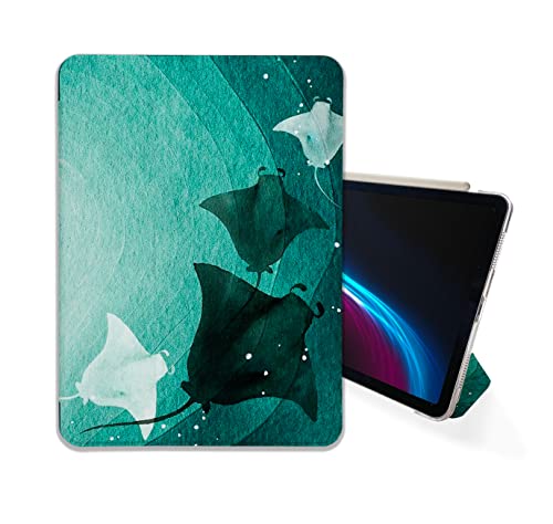 Cute Painting Ramp Fish Ocean case Compatible with iPad Mini Air Pro 7.9 8.3 9.7 10.2 10.9 11 12.9 inch Pattern Cover New 2022 2021 Trifold Stand 3 4 5 6 7 8 9 Generation 270 (11" Pro 1/2/3 gen)