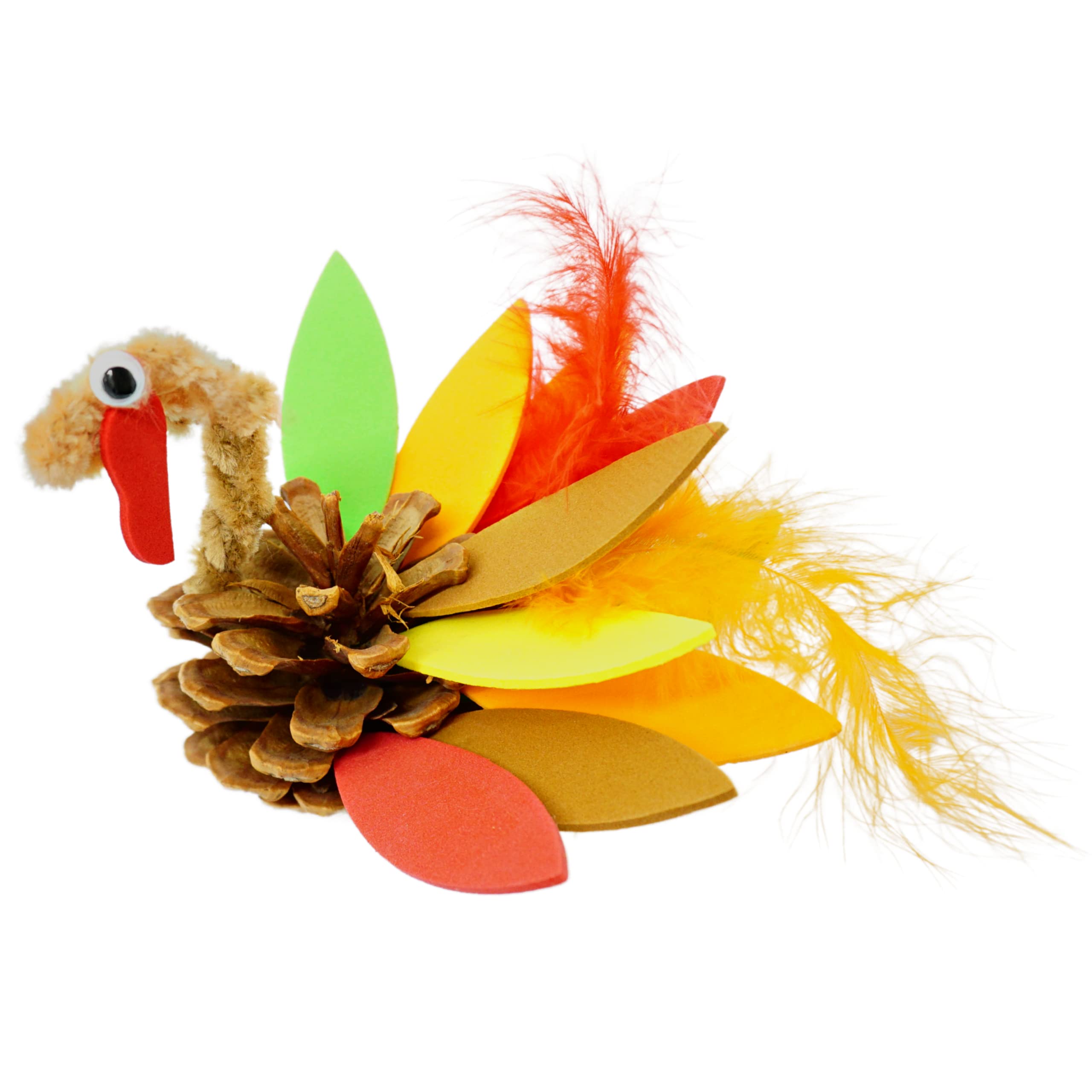 4E's Novelty Pinecone Turkey Craft Kit (12 Pack) DIY Thanksgiving Crafts for Kids, Teens, Adults, Thanksgiving Dinner Activity, Classroom Project, Table Centerpiece Decorations