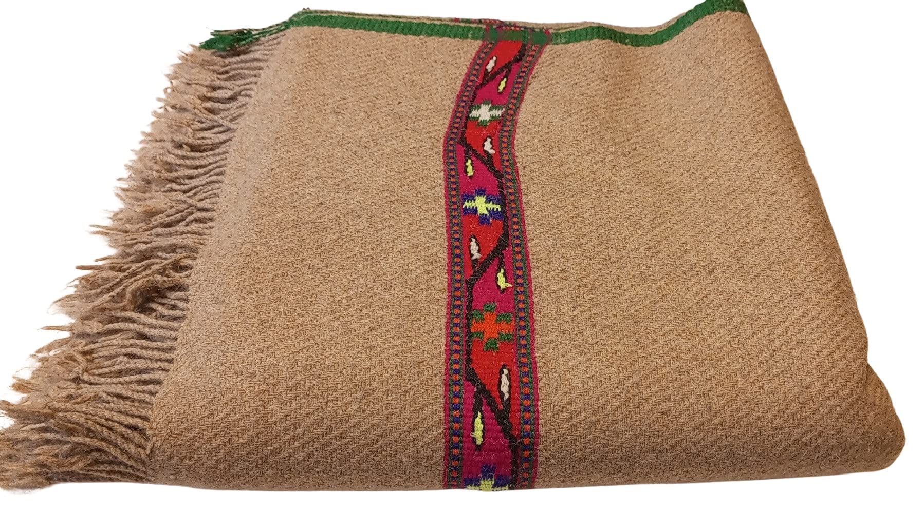 AFGHAN PATOO BLANKET WOOL HANDMADE SHAWL PATU LONG SCARF WRAP THICK AND WARM PASHTUN MENS WOMENS (Light Brown) 23 Medium