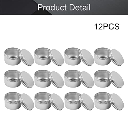 Othmro 12pcs 2.7oz Metal Round Tins Aluminum Tin Cans Containers with Screw Lid, 68 * 42mm(DxH) Silver tin cans for Salve, Spices, Lip Balm, Tea or Candies 120ml