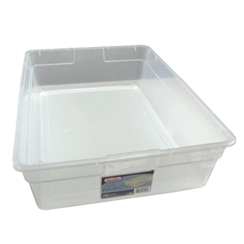 Sterilite 28 Quart Multipurpose Clear Plastic Stacking Storage Container Toe with Secure Lid for Under Bed or Closet Organization, 100 Pack