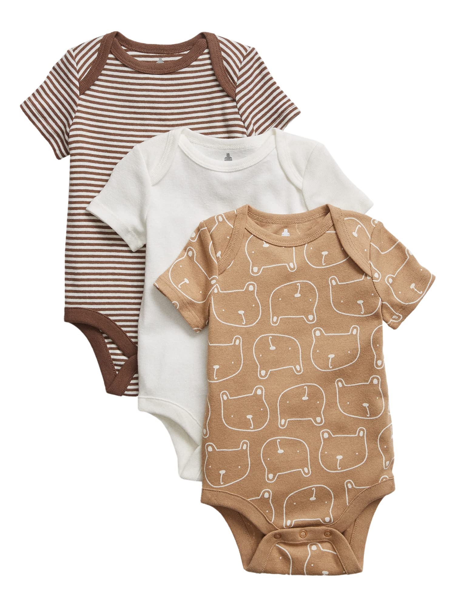 GAP unisex baby Short Sleeve Bodysuit, Brannan Brown Print, 18-24M US