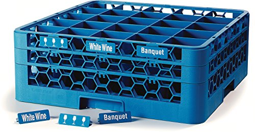 Carlisle FoodService Products RG16-214 FBA_RG16214 16 Compartment Glass Rack with 2 Extenders, 7.12", Blue