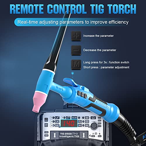 ANDELI Tig Welder,HOT/MMA/CLEAN/Cold/TIG Pulse TIG Welder,160Amp 110V/220V IGBT Digital Inverter TIG Welding Machine (TIG-250G PRO)