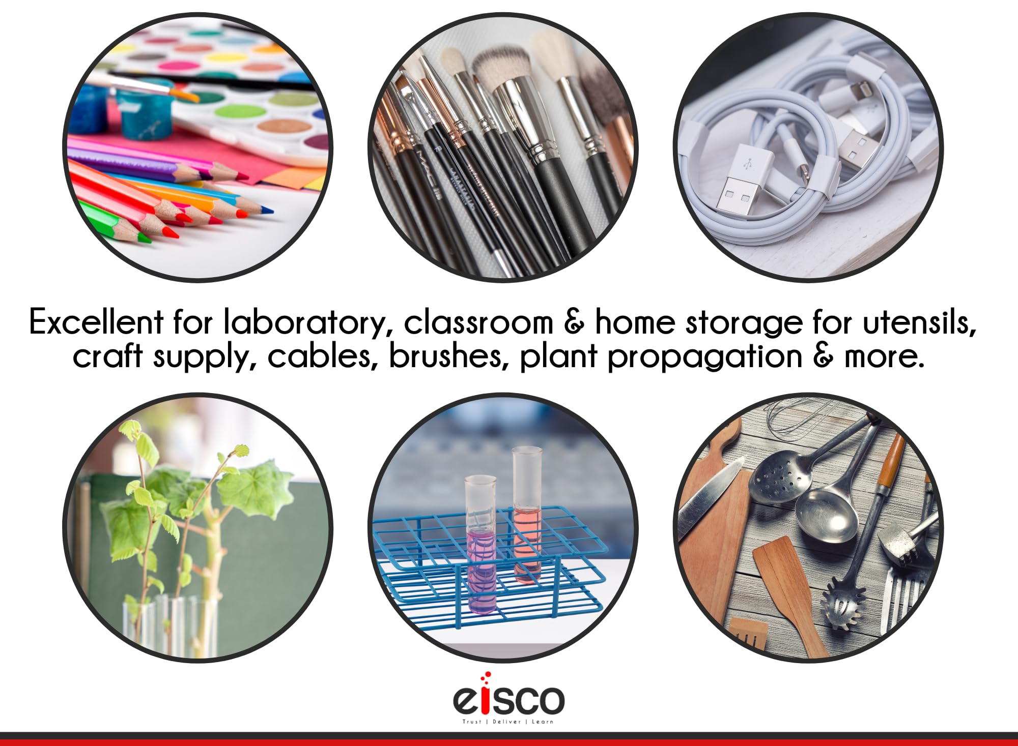 EISCO Blue Epoxy Coated Steel Wire Test Tube Rack, 40 Holes, Outer Diameter Permitted of Tubes 20-22mm or Less, 4 X 10 Format