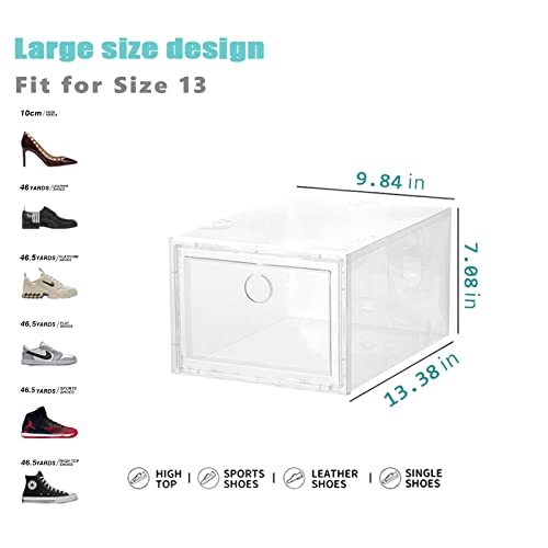 BVBOX 12 Pack Shoe Box Shoe Orgainzer Clear Shoe Storage Boxes XL Clear Plastic Stackable Shoe Cabinet Shoe Display Storage Boxes