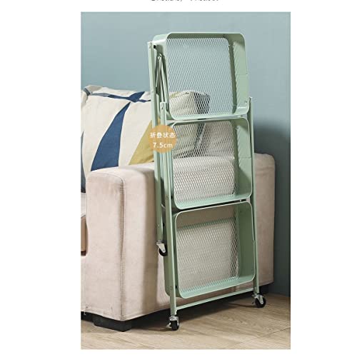 JYDQM Foldable Shelf Floor Kitchen Mobile with Wheel Trolley Storage Car Hand Push Storage Shelf