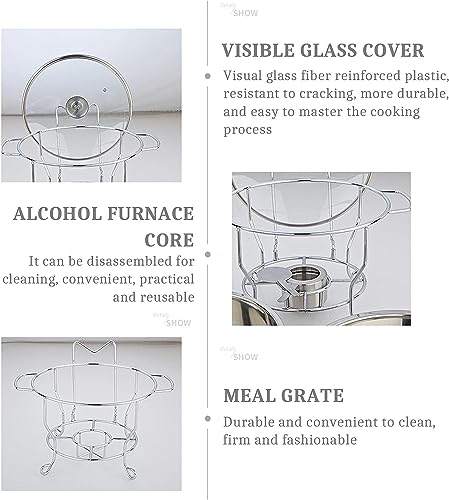 Chafing Dish Set, Stainless Steel Food Warmer with Water/Food Pans and Fuel Holders, Chafing Buffet Server Warming Tray for Kitchen Caterings Banquet Parties