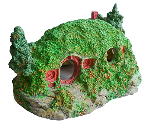DUGUWEI Aquarium Decoration Small Animal Hideout House Fish Tank Ornament Reptile & Insect Shelter Cage Size Large (11''x7''x6'')