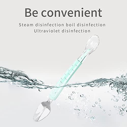Double Head Baby Silicone Food Spoon (green),portable scraping mud.munchkin ezpzbaby brezza baby led weaning supplies (Green)