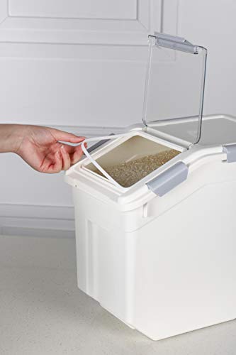 Rice Storage Container with Wheels Seal Locking Lid PP((507.27oz / 3.96gal / 80cup / 15L),Pack-2)