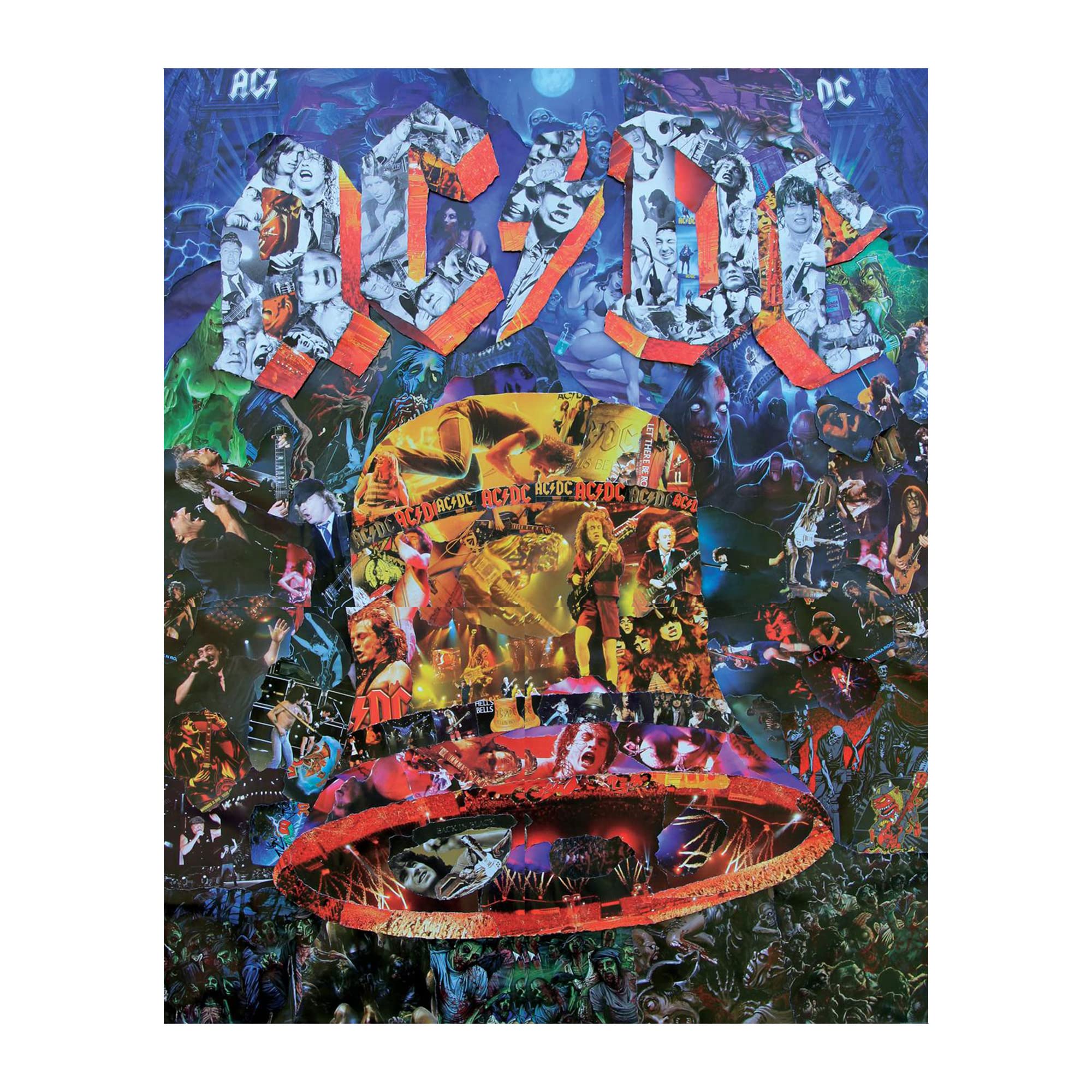 AC/DC-BELL- Music Wall Art Decor- Famous Rock Band Collage Picture Collection Wall Print Is Ideal Home Decor, Studio Decor, Bar Decor, Dorm Decor & Man Cave Decor. Perfect Gift For Fans. Unframed-8x10