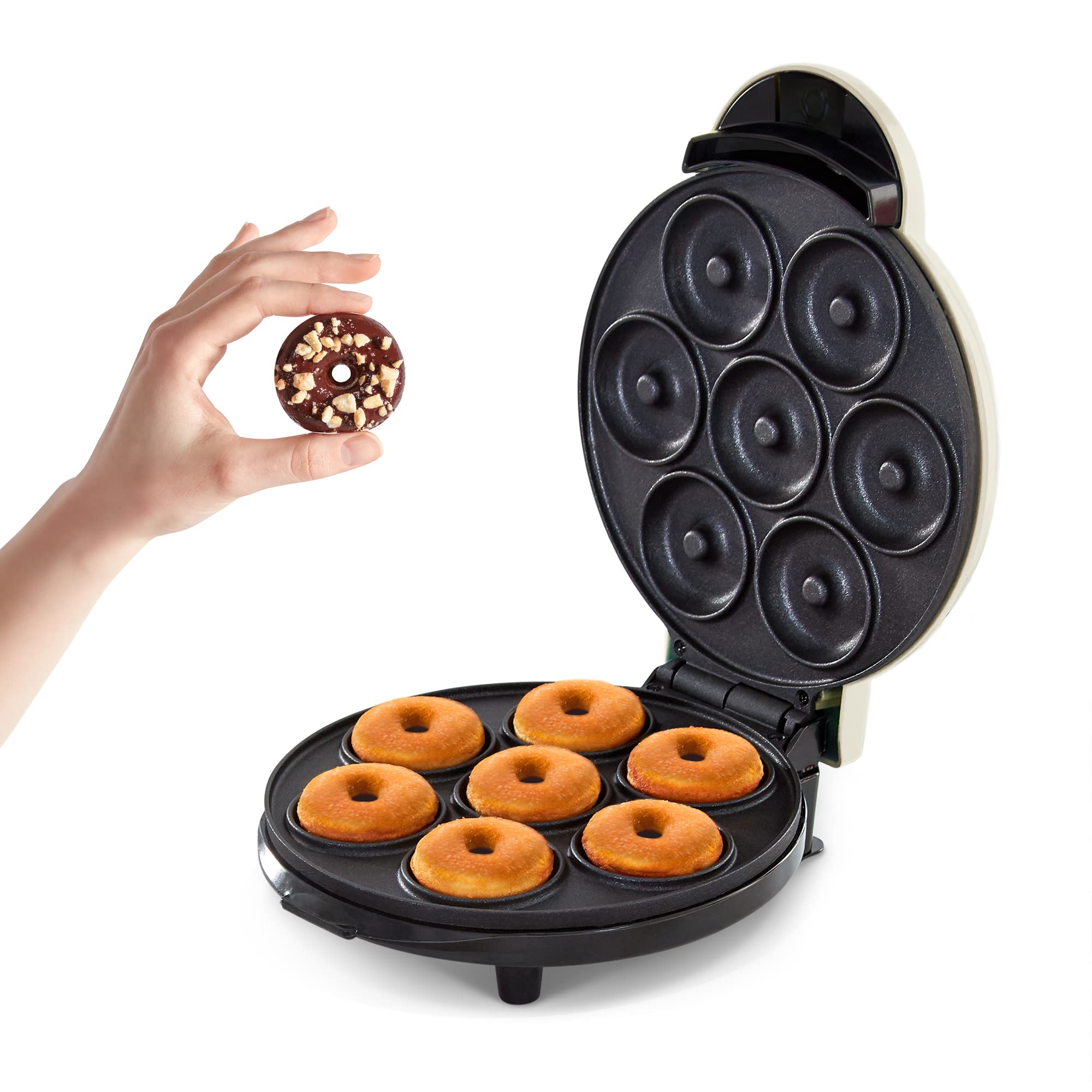 Dash Mini Donut Maker Machine for Kid-Friendly Breakfast, Snacks, Desserts & More with Non-stick Surface, Makes 7 Doughnuts - Cream