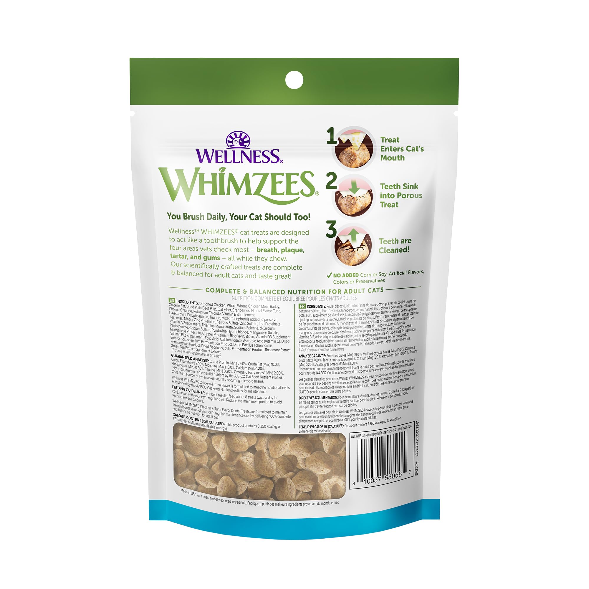 Whimzees Wellness Natural Cat Dental Treats, Chicken & Tuna Flavor, 4.5 Ounce