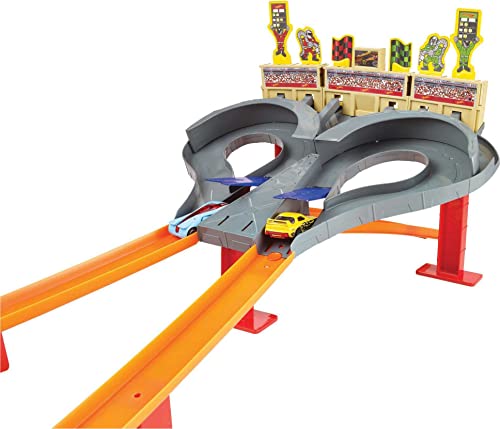 Hot Wheels Toy Car Track Set Super Speed Blastway, Dual-Track Racing for 1 or 2 Players, 1:64 Scale Car [Amazon Exclusive]
