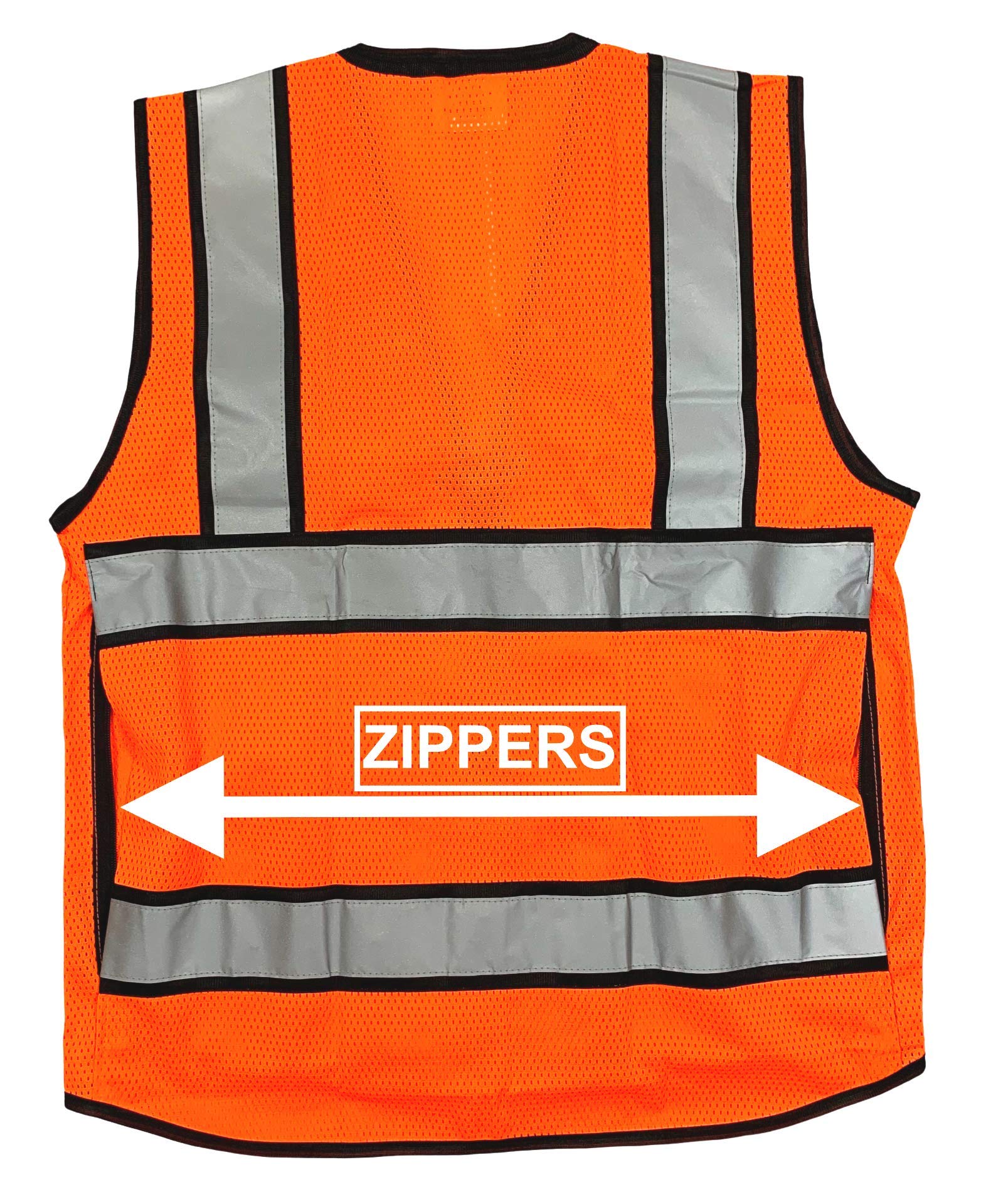 REXZUS (B Engineer Safety Vest, High Visibility Reflective Safety, Vest Mesh with Zipper and pockets (Orange, Large)