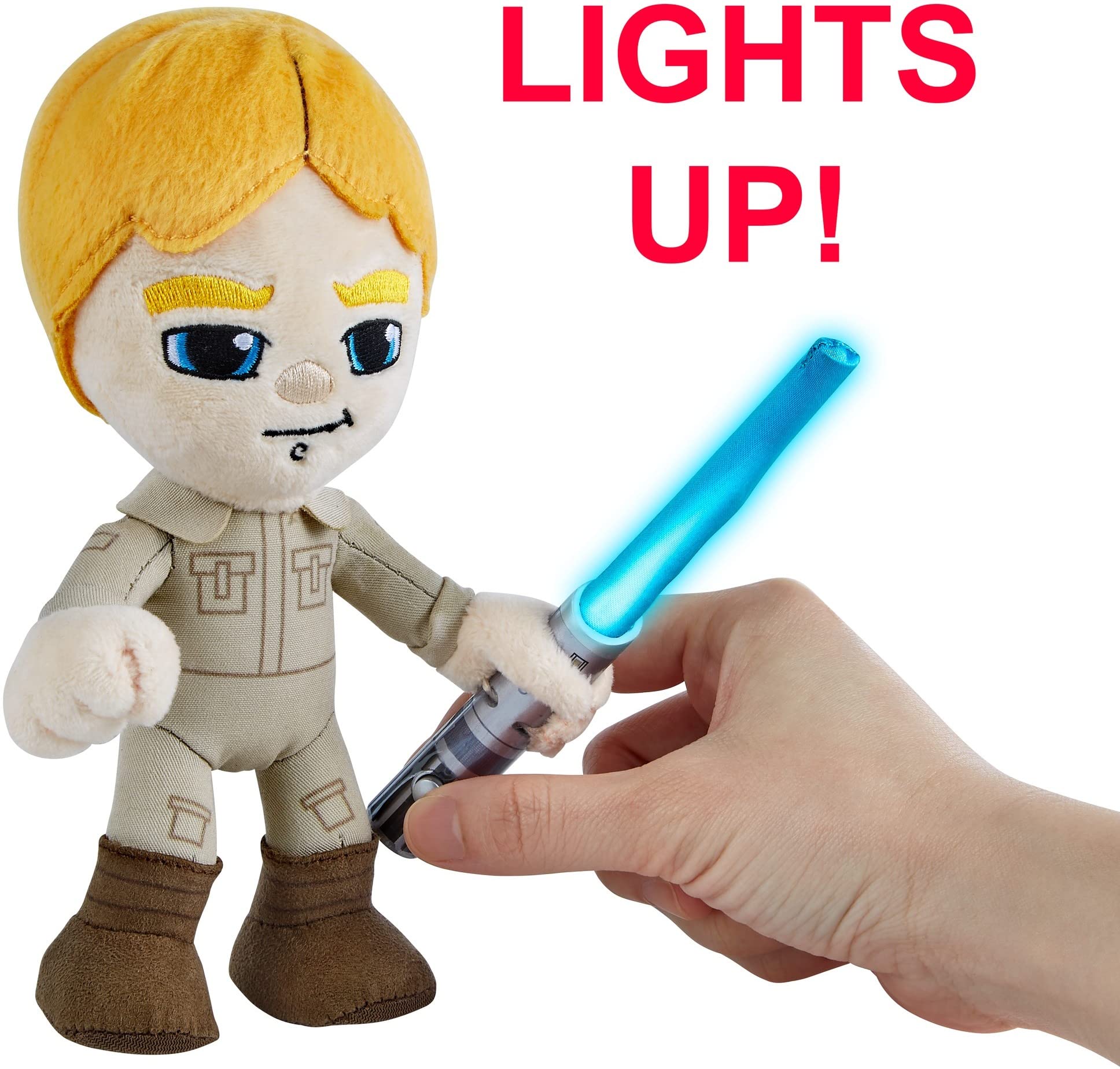 Mattel Star Wars Plush 6-inch Figure 2-Pack, Luke Skywalker vs Darth Vader, Lightsaber Duel Set of 2 Soft Dolls with Light-up Weapons