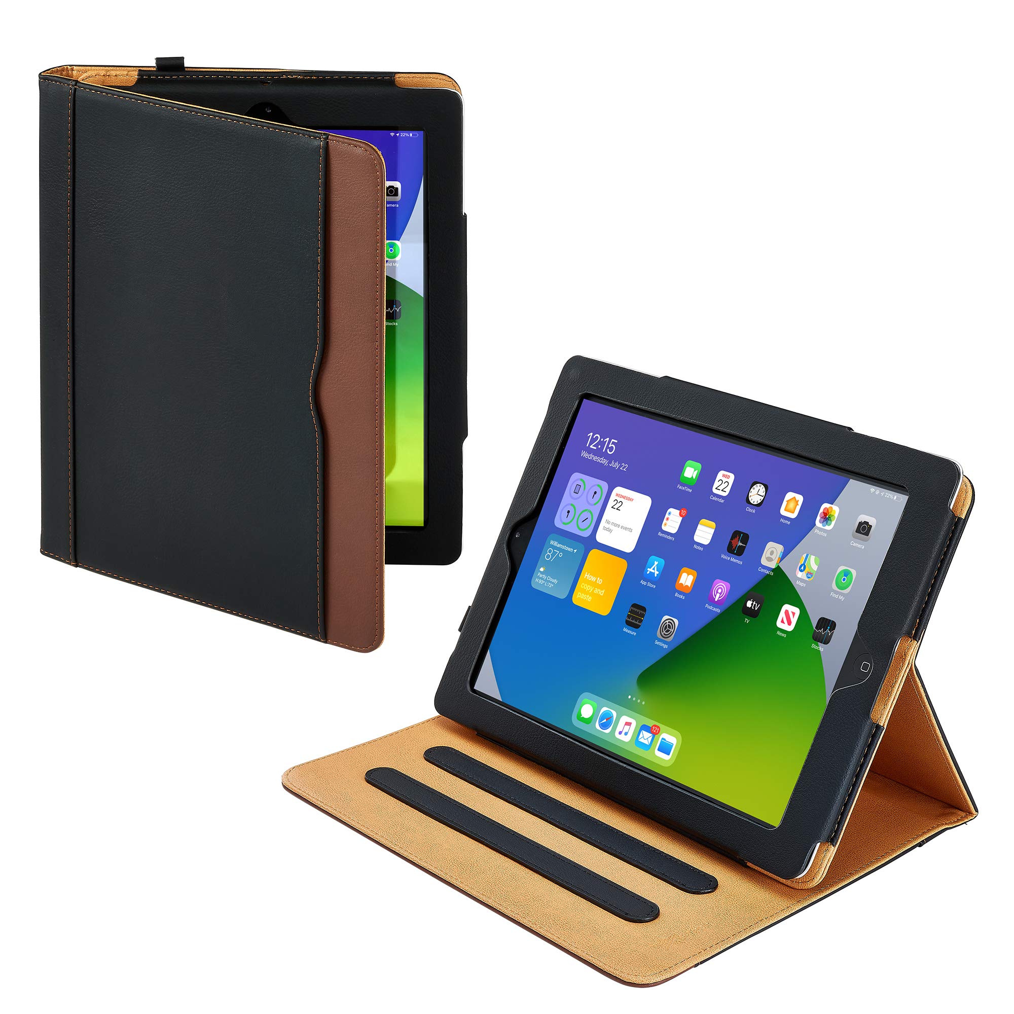 S-Tech 10.2 Case for Apple iPad 9th Generation 2021 / iPad 8th Generation 2020 / iPad 7th Generation 2019 - Leather Card Holder Wallet Magnetic Smart Cover Auto Sleep/Wake Stand with Pencil Holder