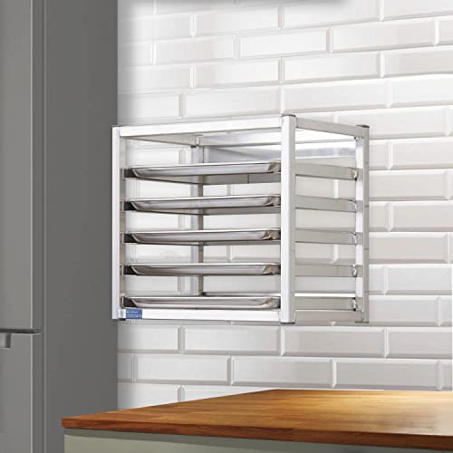 Express KitchQuip Aluminum Wall Mounted Sheet Bun Pan Rack Holds 5 Pans 21″ x 13″ x 18″ - NSF Certified