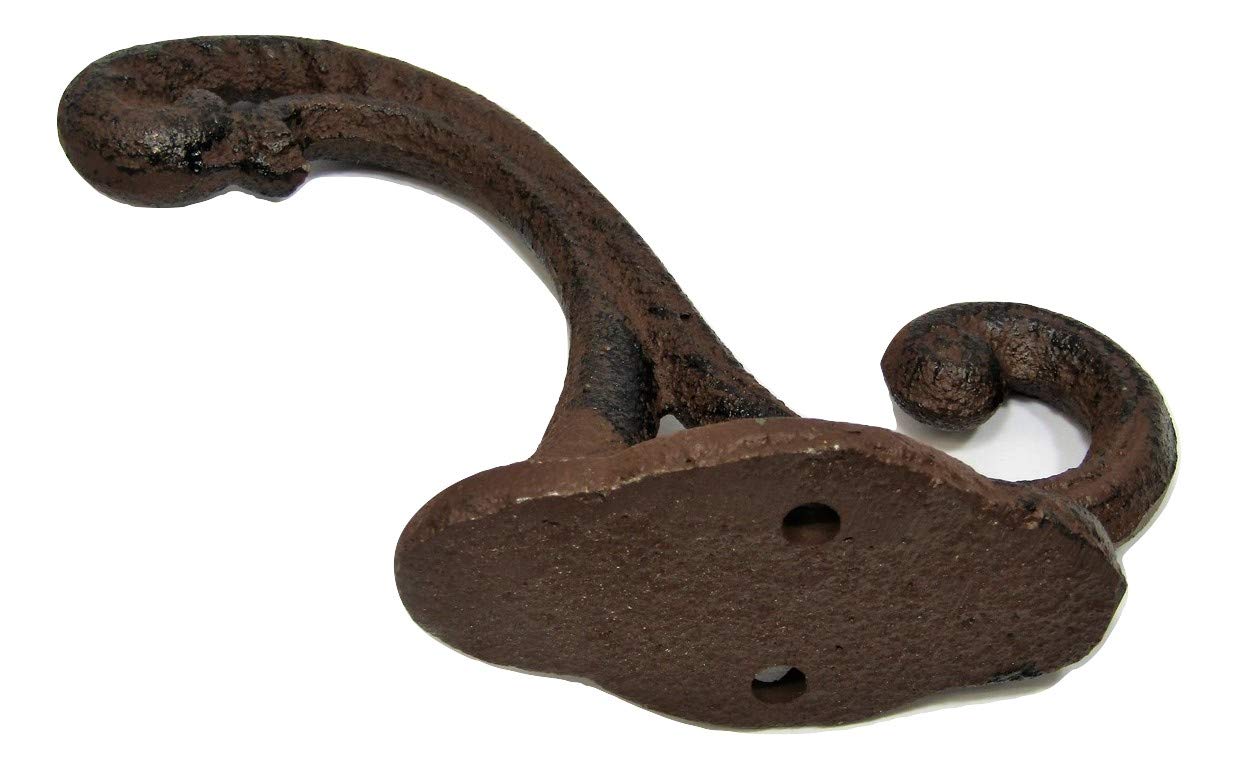 Cast Iron Coat Hat Hooks 3 Inch Set of 6 Double hook Rustic Antique Style