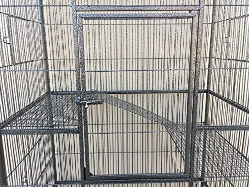 Extra Large Wrought Iron 4-Tiers Ferret Chinchilla Sugar Glider Rats Mouse Cage with Detachable Rolling Stand (32 x 19 x 64 H inches, Black Vein)