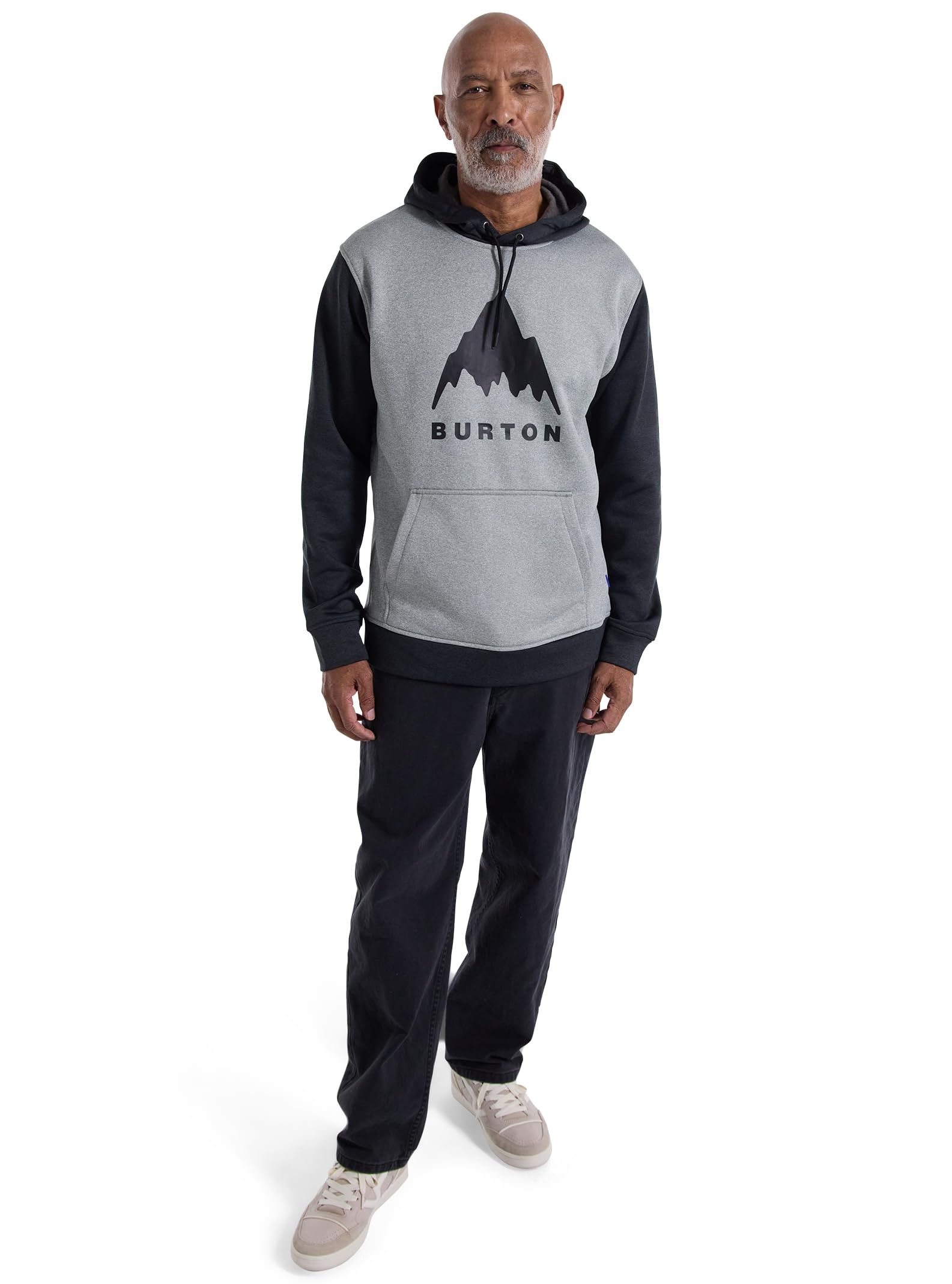 Burton Men's Oak Pullover Hoodie, Gray Heather/True Black, XL