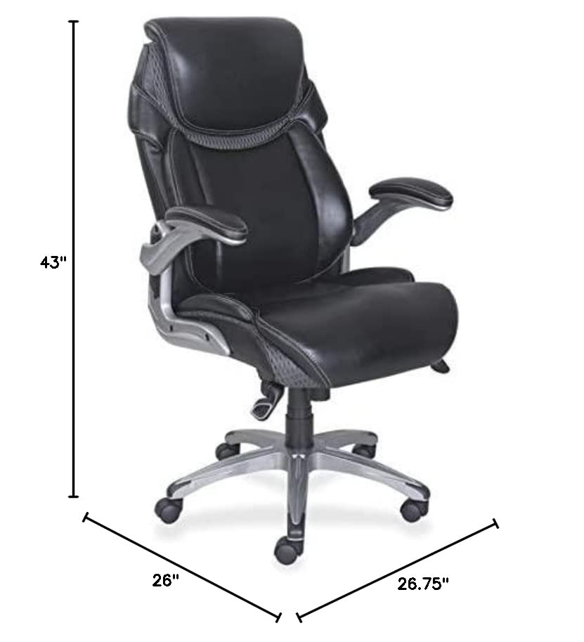 Lorell Wellness by Design Chair, 46.8" x 30" x 27.8", Leather, Black