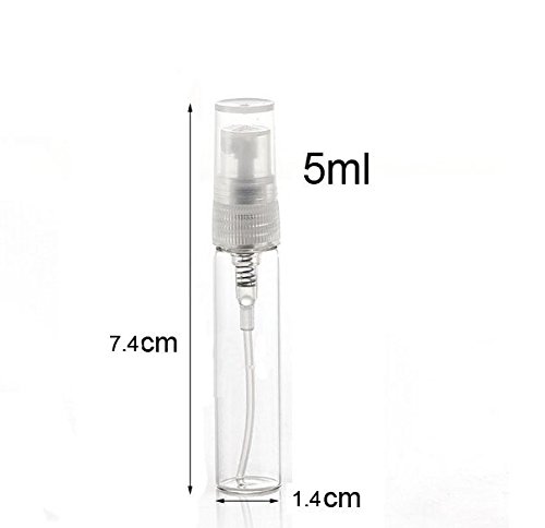 Elfenstal- 10pcs Mini Clear 5ml 1/6OZ Atomizer Fine Mist Empty Glass Bottle Spray Refillable Fragrance Perfume Scent Sample Bottle 1pc Clean Cloth for Travel Party Makeup Tool 2pcs 3ml Free Pipette