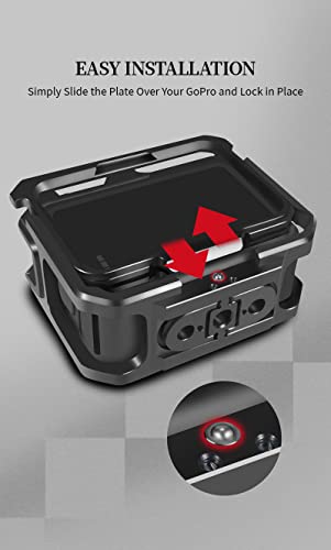 Durable Aluminum Camera Cage for GoPro Hero 11 - Protective Housing with Cold Shoe Mounts, Precision Cut Ports, Anti-Vibration, and Heat Dissipation for Smoother Filmmaking