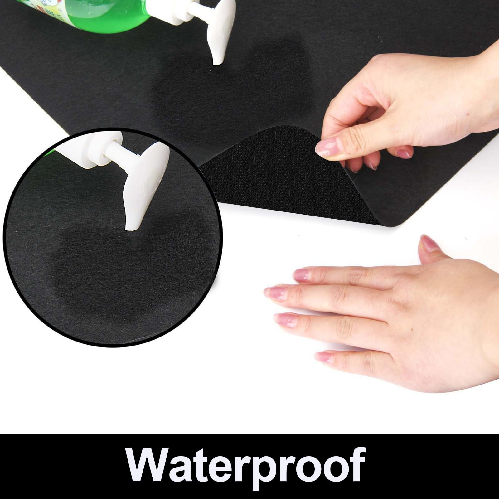 AiBOB Waterproof Under Sink Mat, Absorbent Quick Dry Sink Liners Protect Cabinets, Durable Shelf Liners, Slip Resistant and Non-Adhesive, 24X36, Pure Black