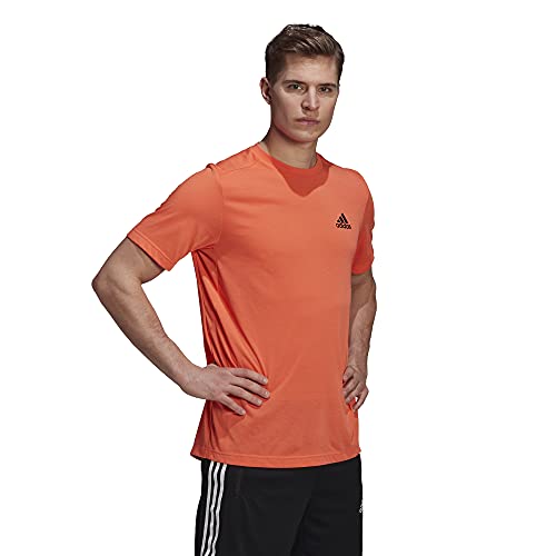 adidas mens Designed to Move FEEL.RDY T-Shirt True Orange/Black Large