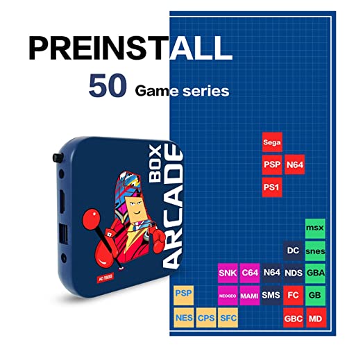4k video game machine Arcade Retro Game Console With 55000+ Built-in Games, 256G Cards With 80+ Emulators, 2 Wireless Controllers Containing NES/NEOGEO/N64/PS1, Etc. Game machine ( Size : 256G Wireles