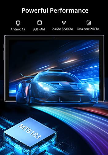 Dragon Touch Android 12 Tablets, 128GB ROM, 8GB RAM, Octa Core 2.0GHz, 10 inch IPS HD Display, 13MP Camera, 2.4Ghz & 5G WiFi, GPS - Compatible Docking Keyboard (Notepad 102 Newest)