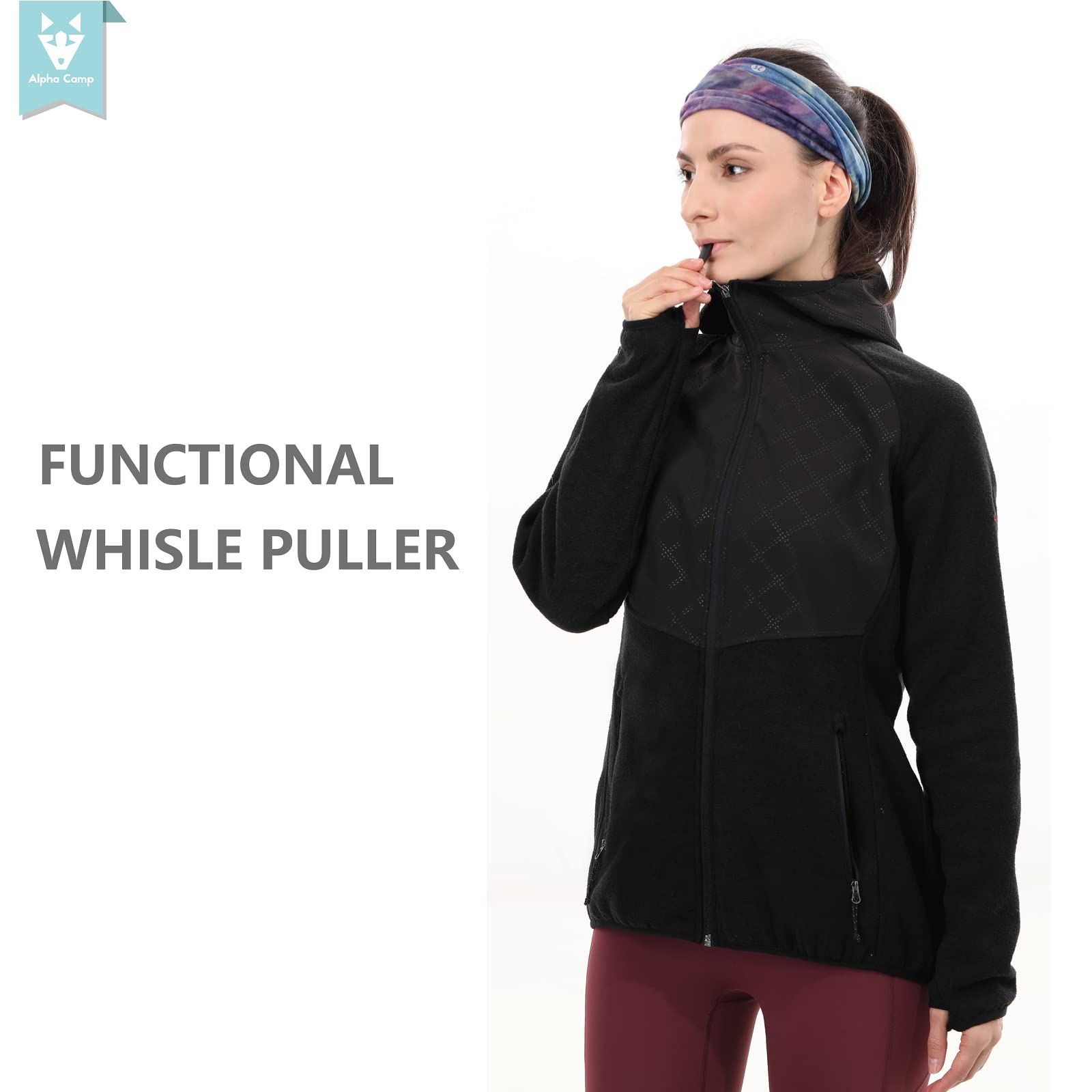 ALPHA CAMP Women's Fleece Jacket Long-Sleeve Hooded Full-Zip Fleece Jackets with Pockets Soft Polar Lightweight Fleece Coat