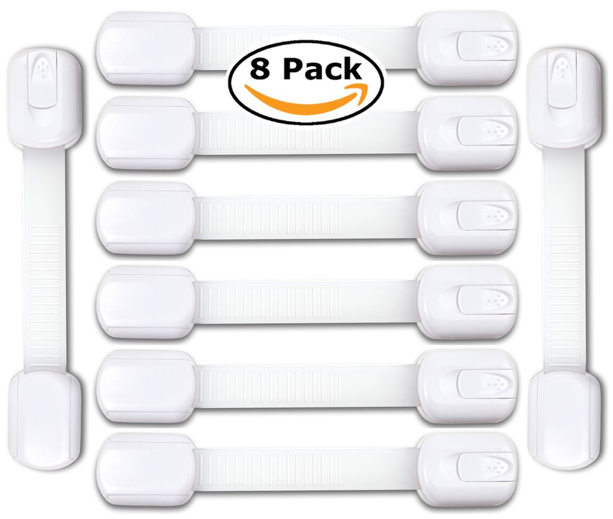 EliteBaby Baby Proofing Adjustable Child Safety Cabinet Locks, 8 Pack - Babylock Cabinet Latches to Baby Proof Cabinets, Drawers Locks | Child Safety Locks | No Drilling | 3M