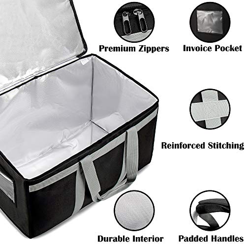 DERABY Insulated Delivery Bag Carrier XXXL 23"x15"x14" Commercial Grade