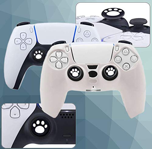 Paesteffe Silicone Case Cover Skin for Sony PS5 DualSense Controller with Thumb Grips (Black)